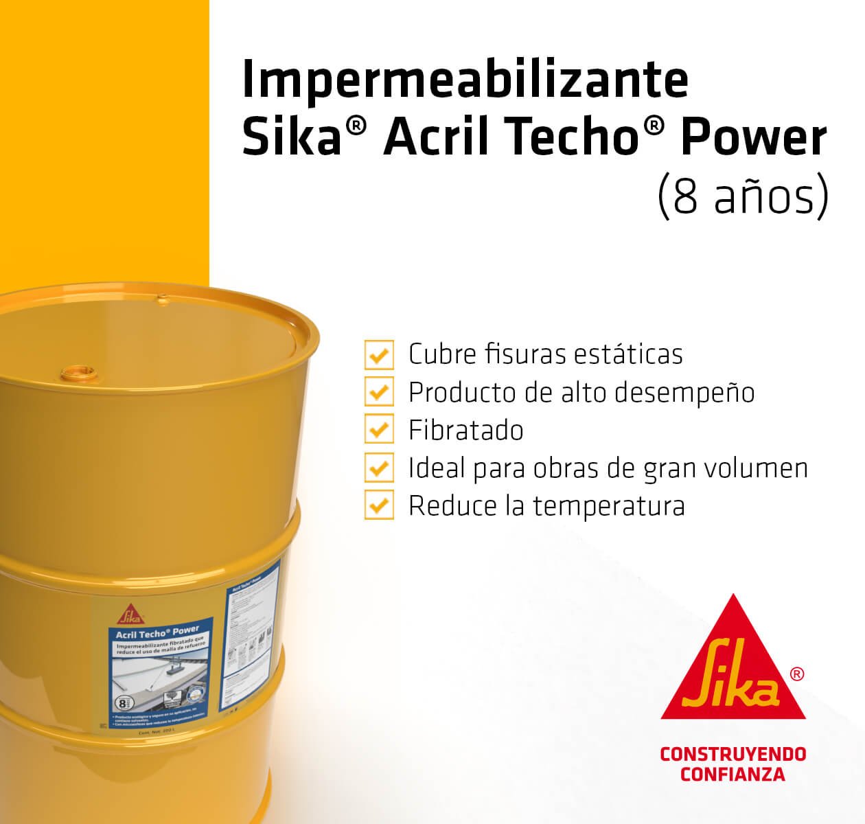 Acril Techo Power 8 años Tambor - Sikaguía México